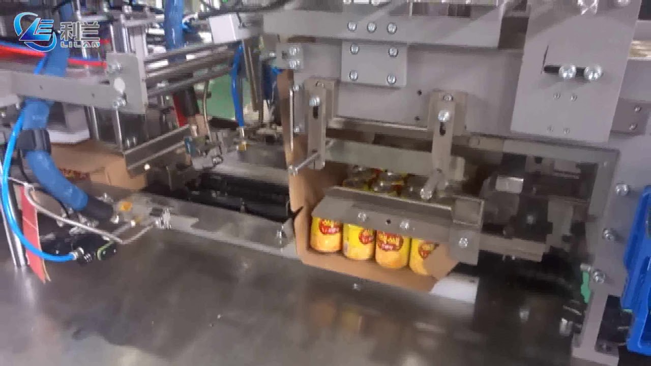 32 cases per minute wraparound case packer for cans - YouTube