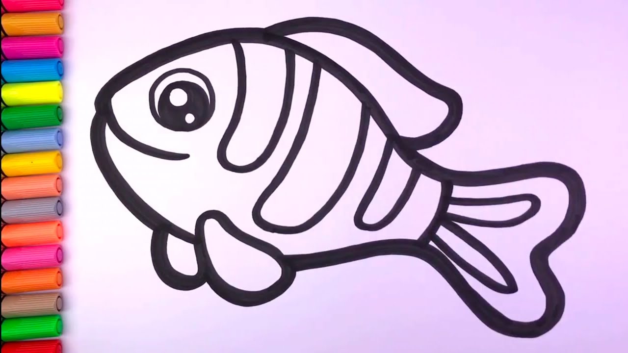 How to Drow A Fish🐟| Drowing and Colouring a Fish for kids | Kids ...