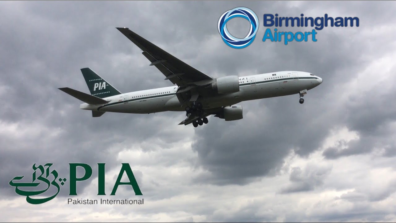 PIA **1960 Retro Livery B777-2Q8ER** landing at Birmingham airport (BHX ...