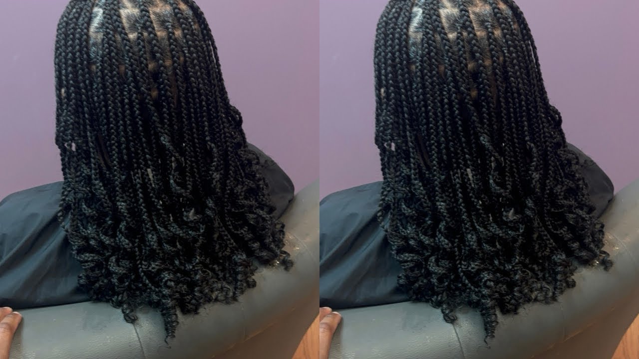 HOW TO : SHORT KNOTLESS BRAIDS WITH CURLY ENDS - YouTube
