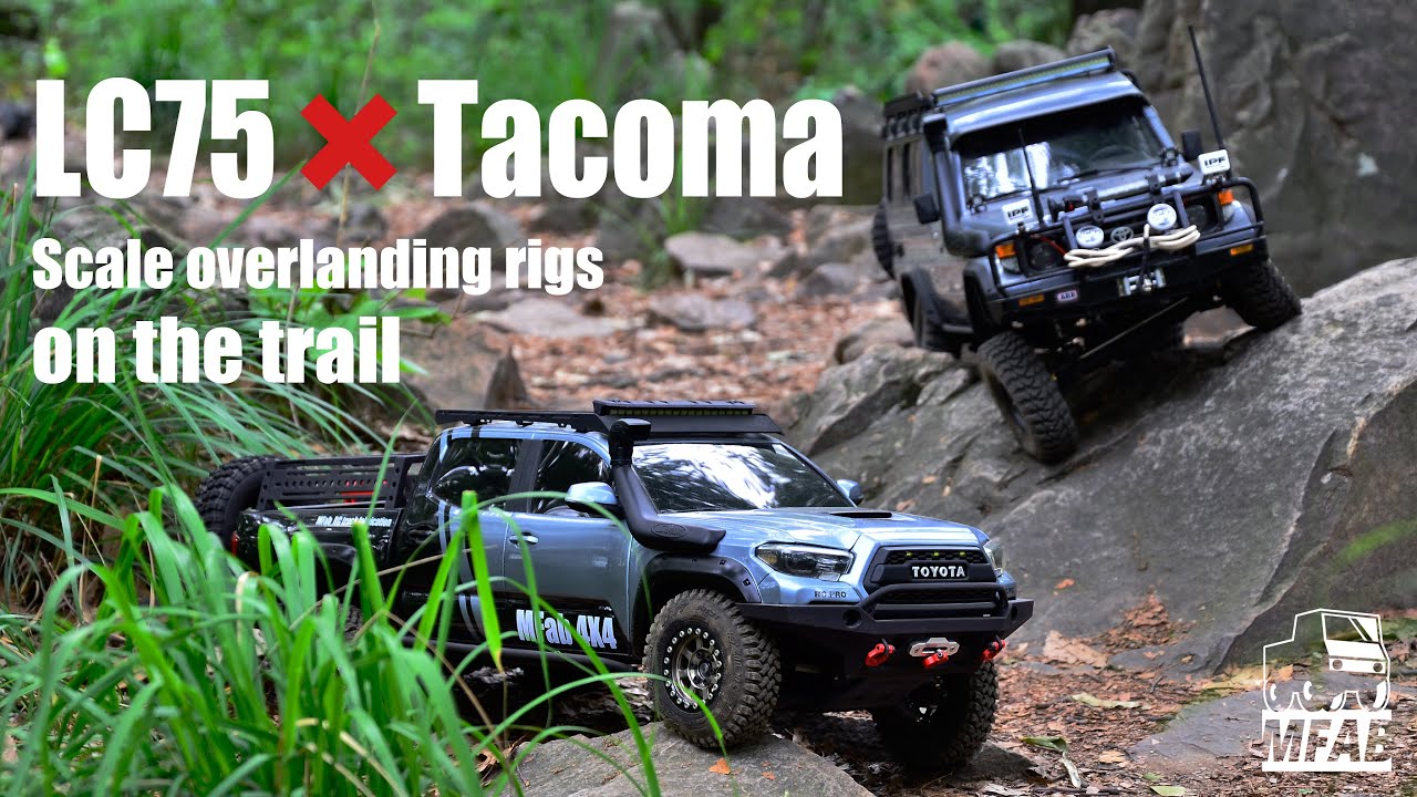 MFab scale LC75 troopy and Tacoma on the Luojia Trail - YouTube