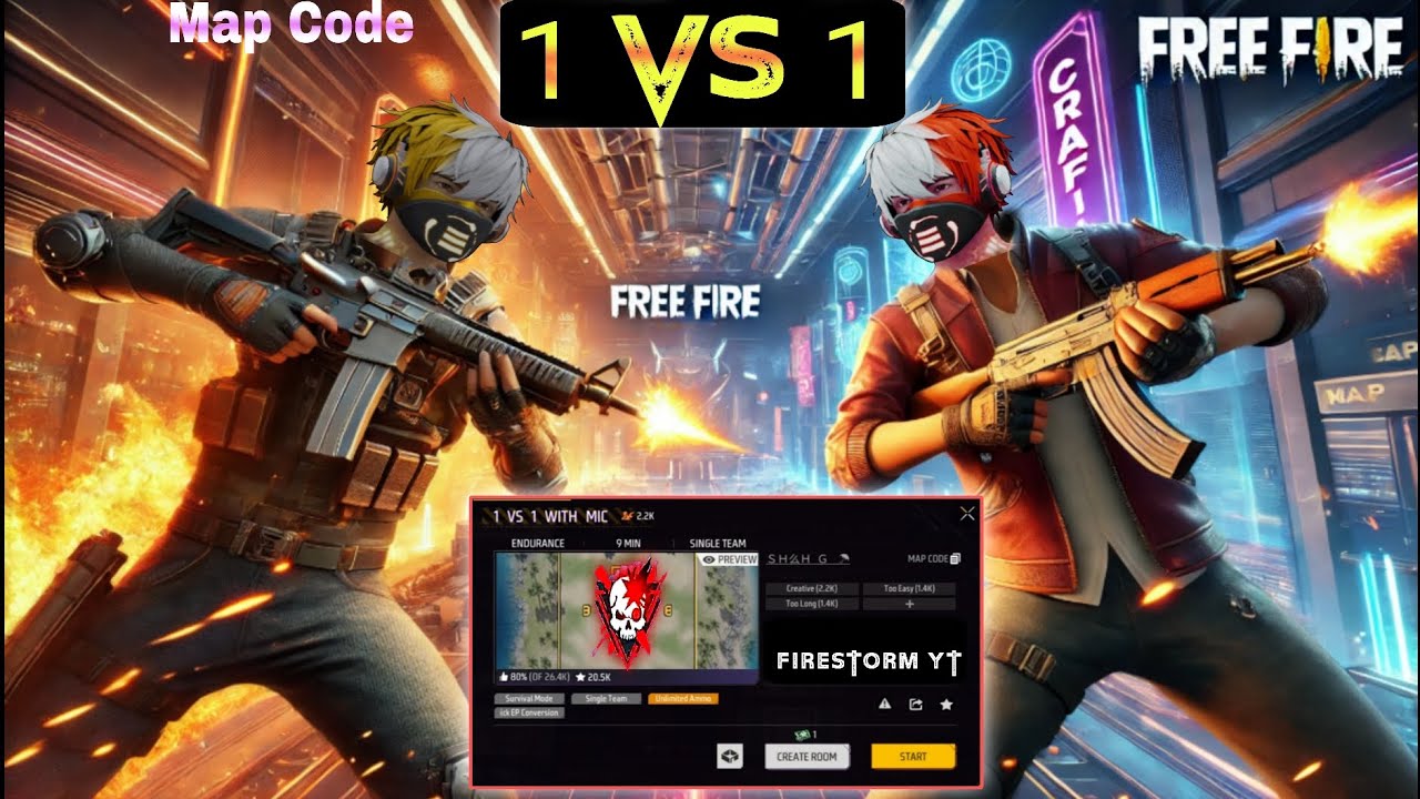 Free Fire 1v1 Map Code in Craftland || Best Custom Code for Duel - YouTube