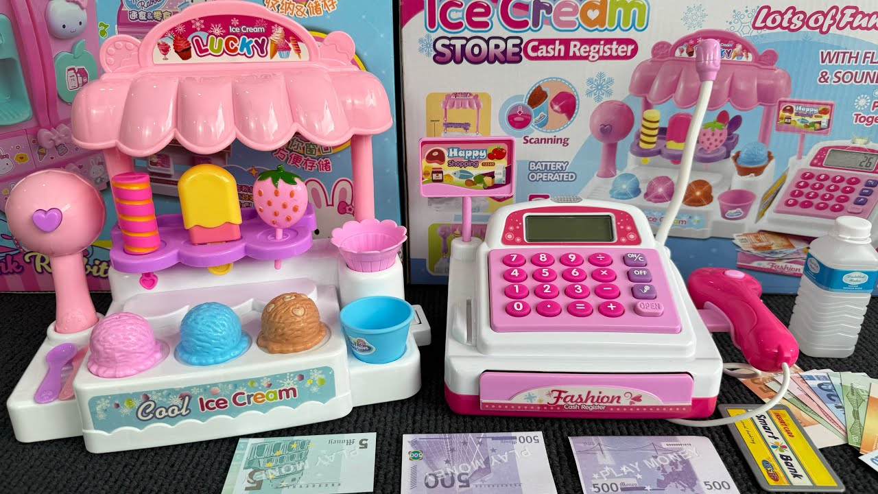 8 minutes for unboxing, pink mini cash register toy, ASMR toy review ...