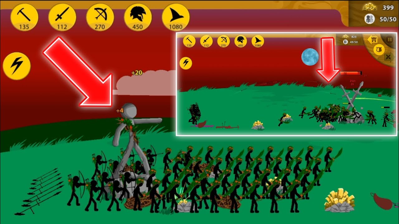 Stick War Legacy Gameplay | Leaf Green Army VS Classic Swordwraths ...