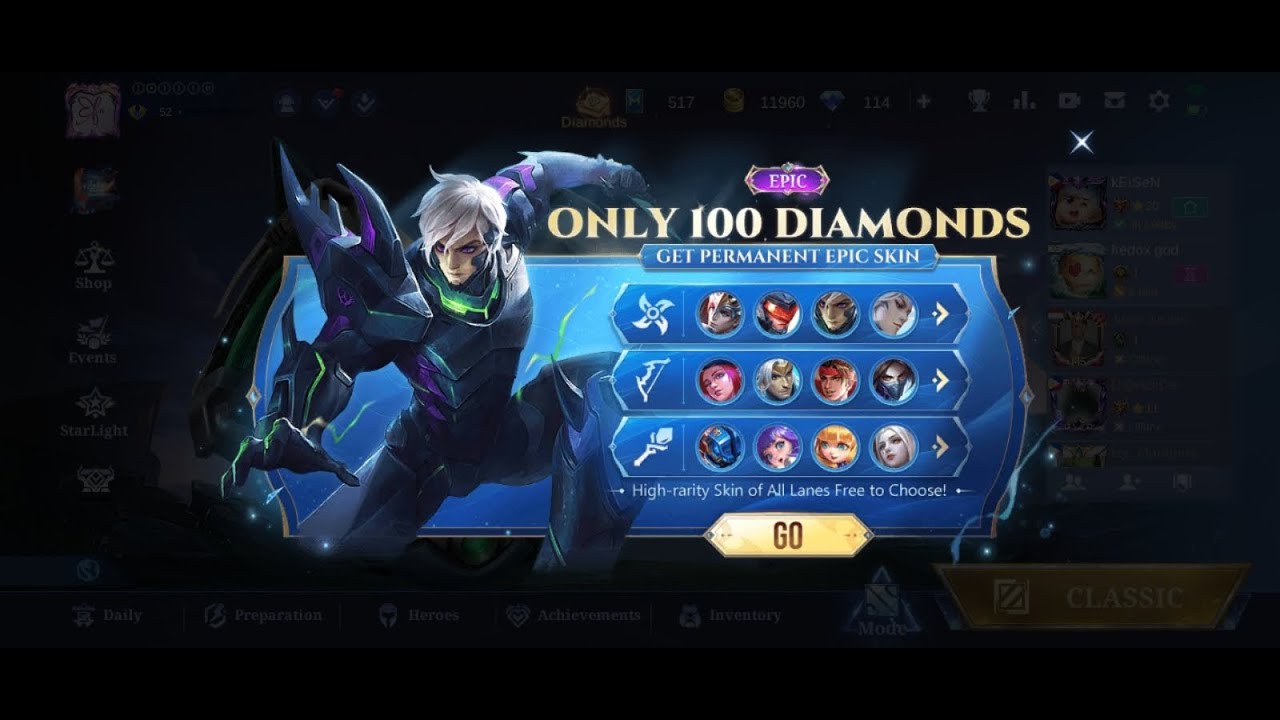 Only 100 Diamonds MLBB: Recharge for free EPIC skin - YouTube