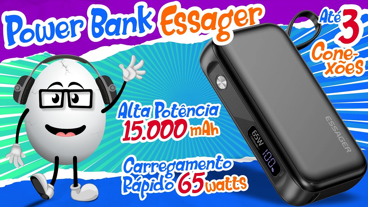 Tá aí um Power Bank de respeito! Essager 15000mAh com carga rápida de ...