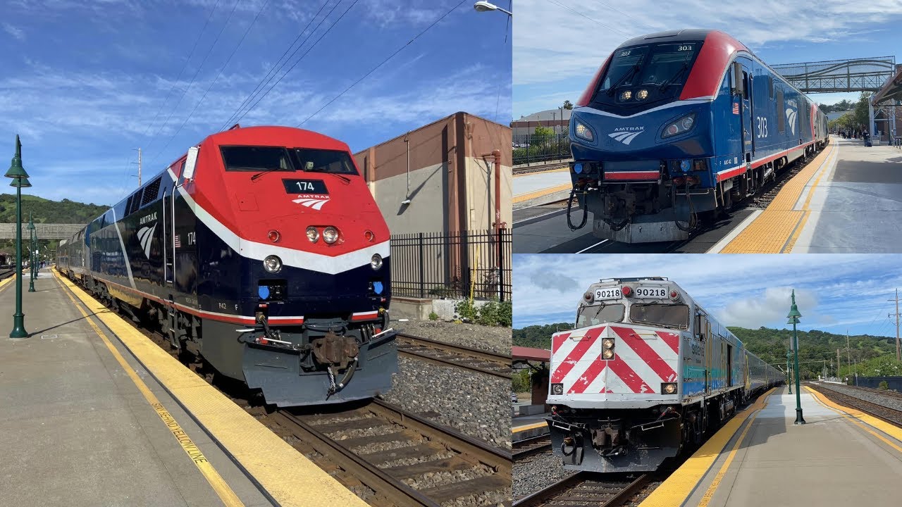 A Few Amtrak Trains in Martinez: Ft. AMTK 174, Phase VI/VII ALC-42 Duo ...