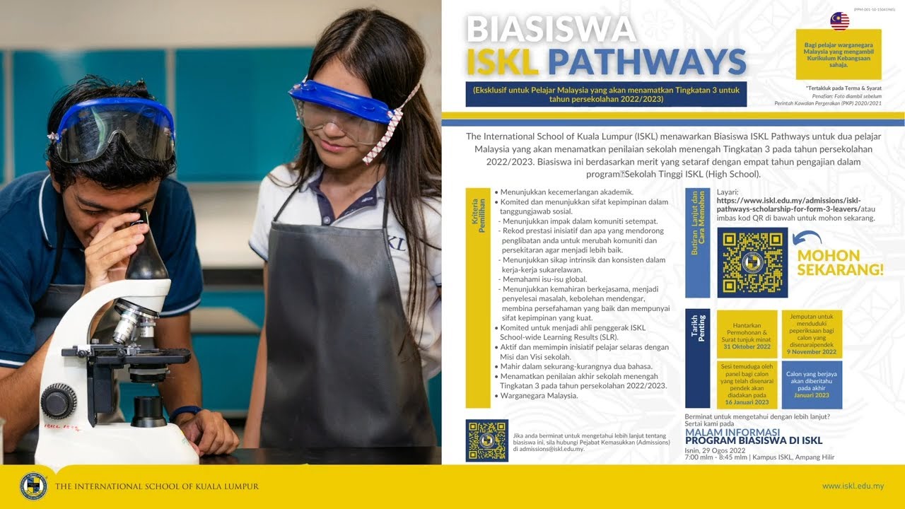 Biasiswa ISKL Pathways 2022 | The International School of Kuala Lumpur ...