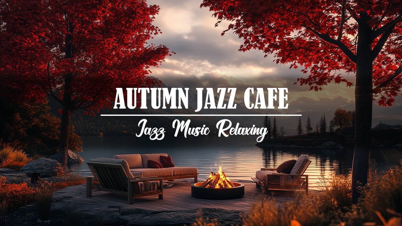 Autumn Jazz Music With Waterfall On Rainy Day 🌧️ - Gentle Jazz Music To ...