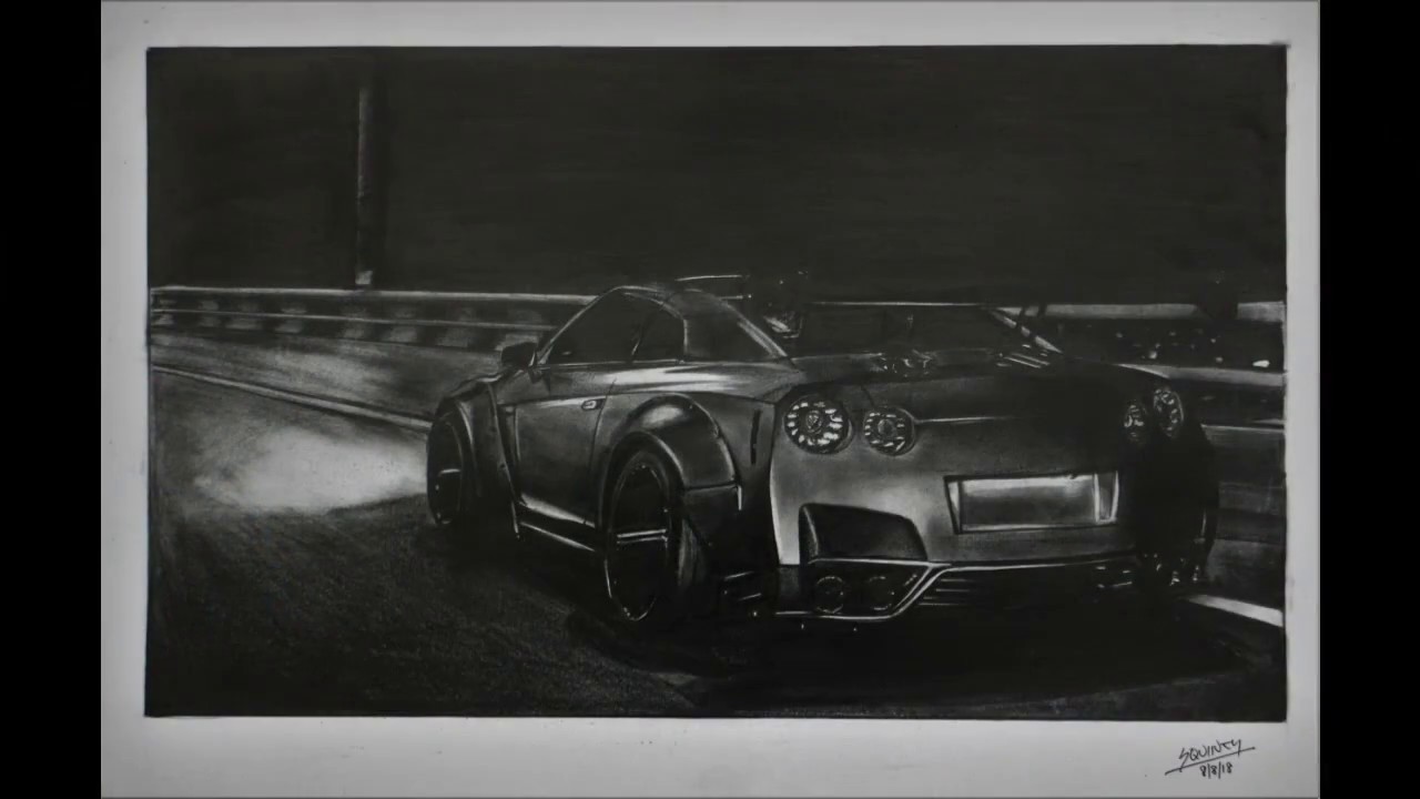 LIBERTY WALK GT-R Drawing WITH BACKGROUND | Timelapse - YouTube