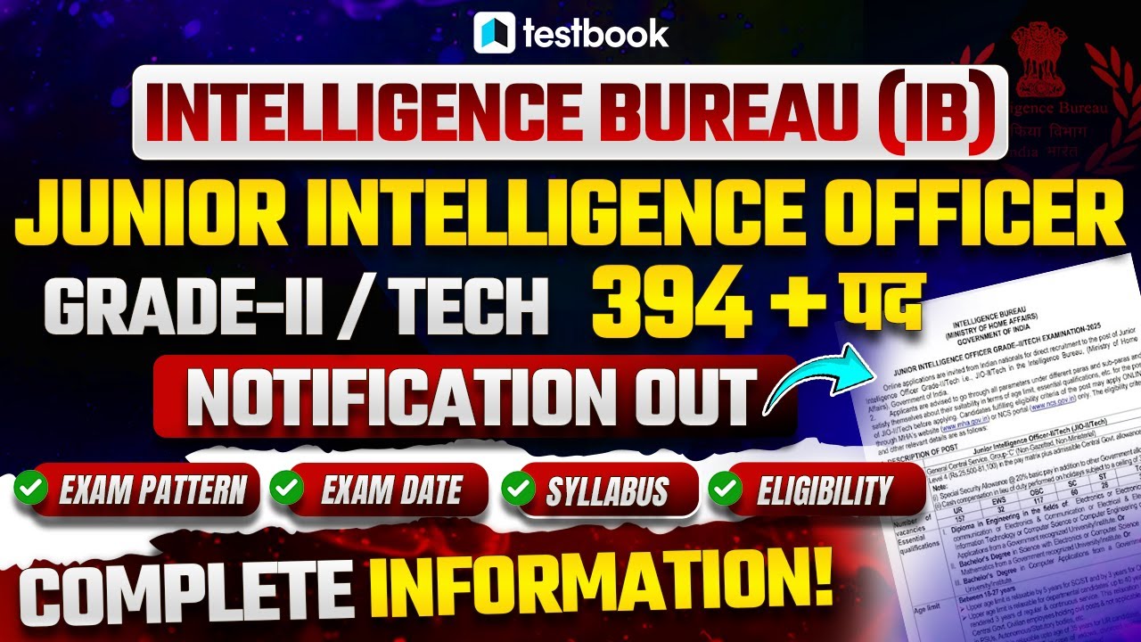 IB Junior Intelligence Officer Grade II / Tech Official Notification ...