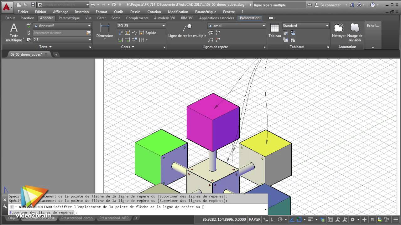 Tutoriel AutoCAD 2015 : Se servir de la ligne de repère multiple ...