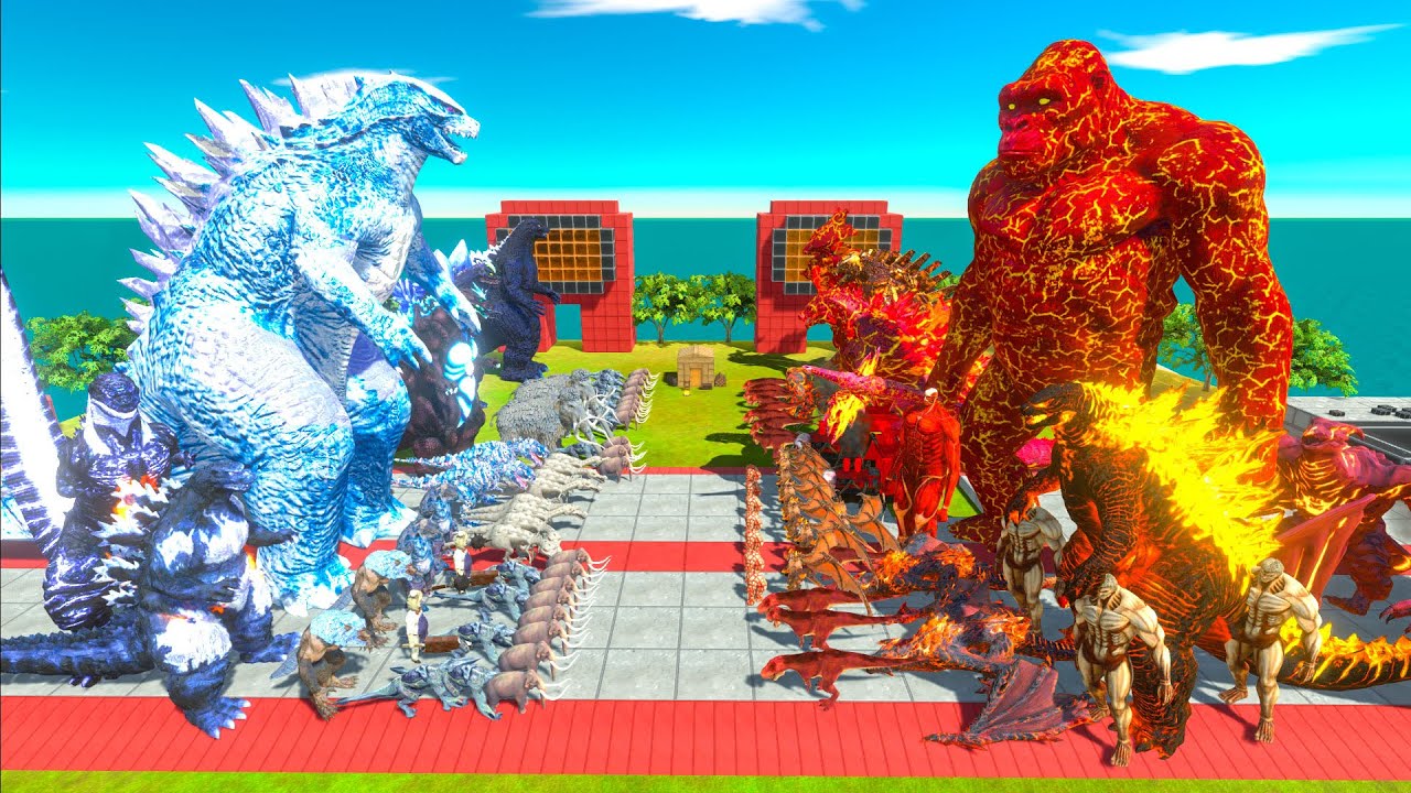 Godzilla VS Kong - Team Ice GODZILLA Ice Frostbite VS Team Lava KONG ...