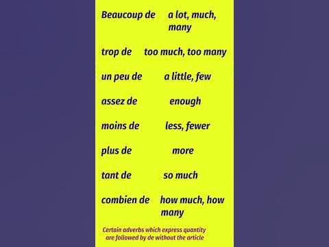 Les adverbs de quantité. Adverbs of quantity. Apprenons le francais # ...
