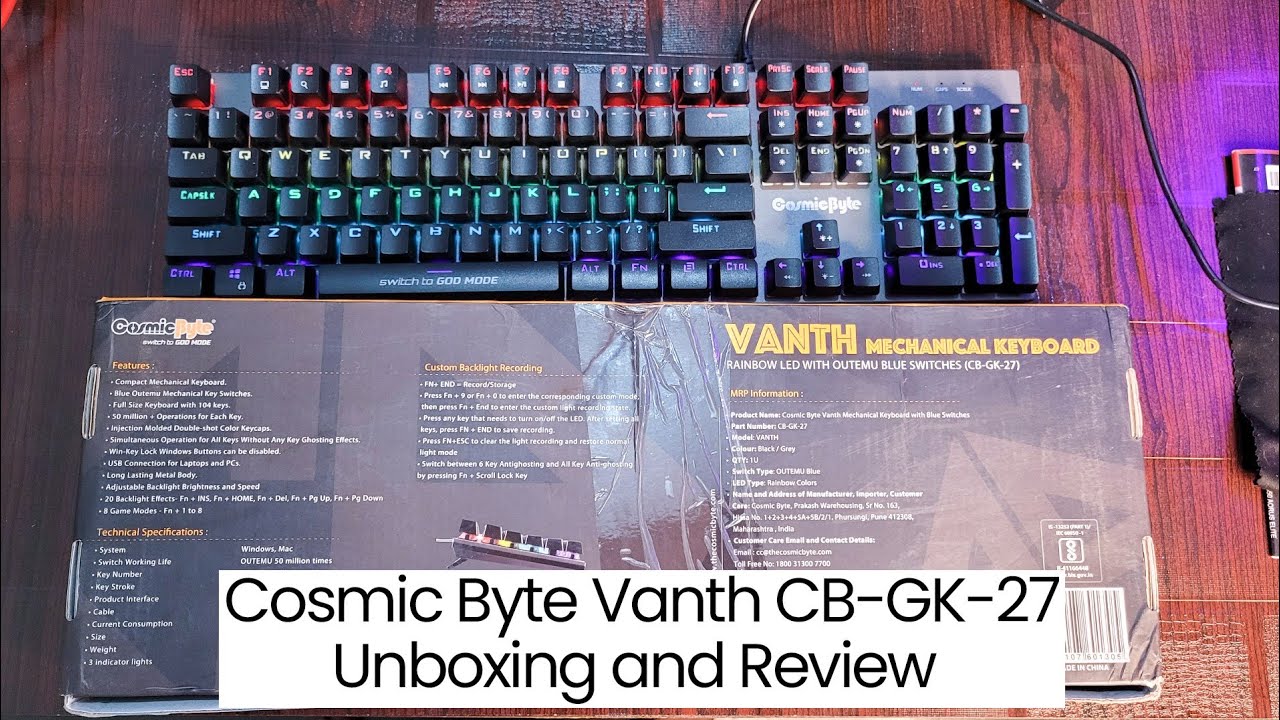 Cosmic Byte CB-GK-27 Vanth Mechanical Keyboard Unboxing and Review ...