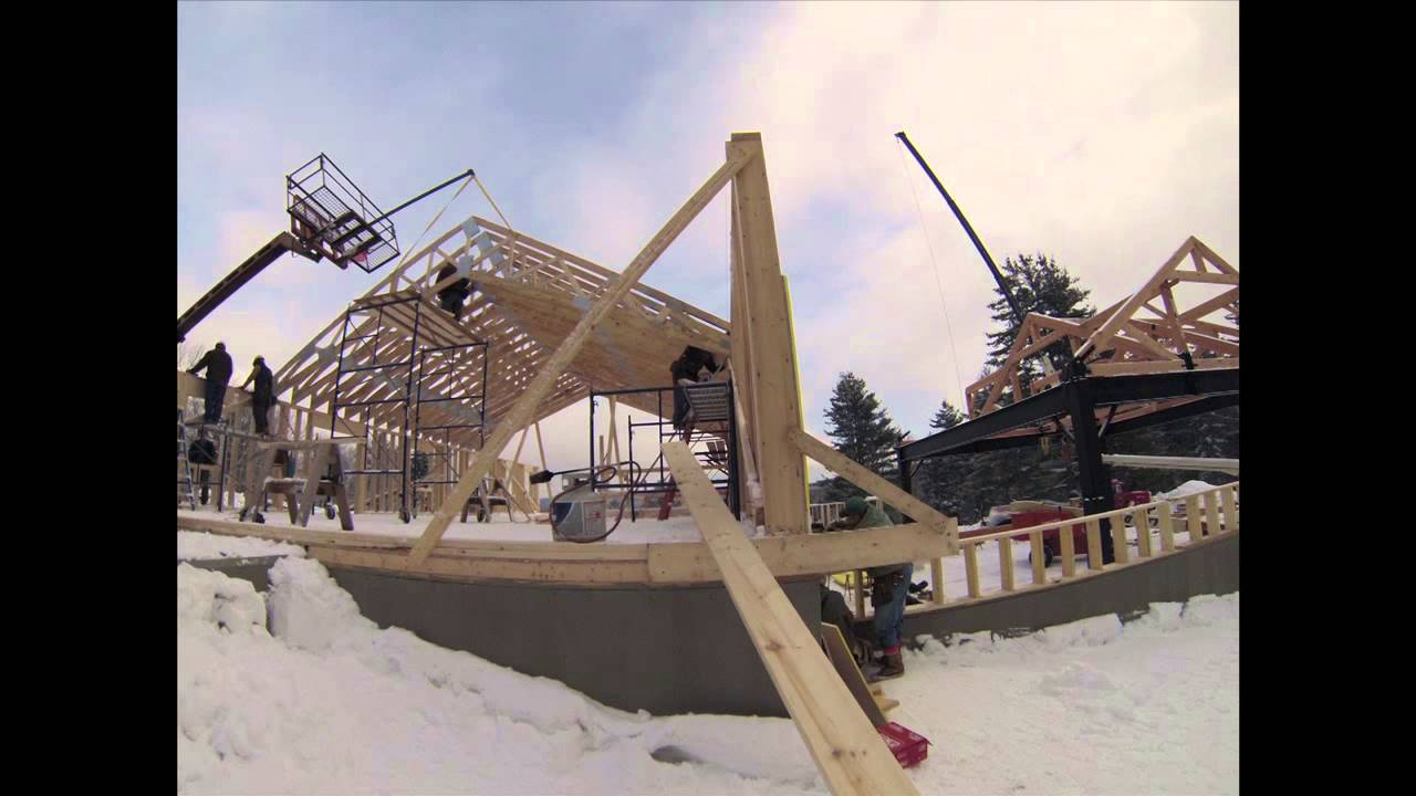 Time Lapse: Stick Frame Roof Truss Setting 2014-12-19 - YouTube