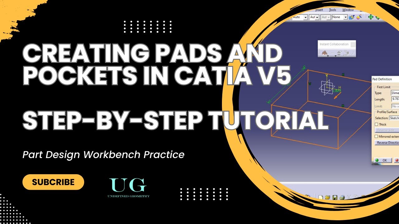 How to create a Pad and Pocket in CATIA V5 step by step tutorial - YouTube