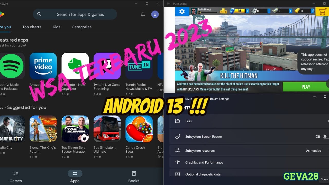 WSA UPDATED 2023 DENGAN ANDROID 13 !!! - YouTube