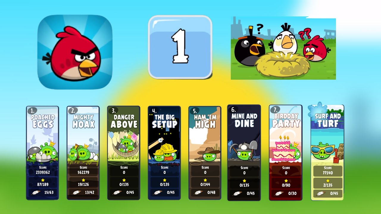 angry birds levels begin to one - YouTube