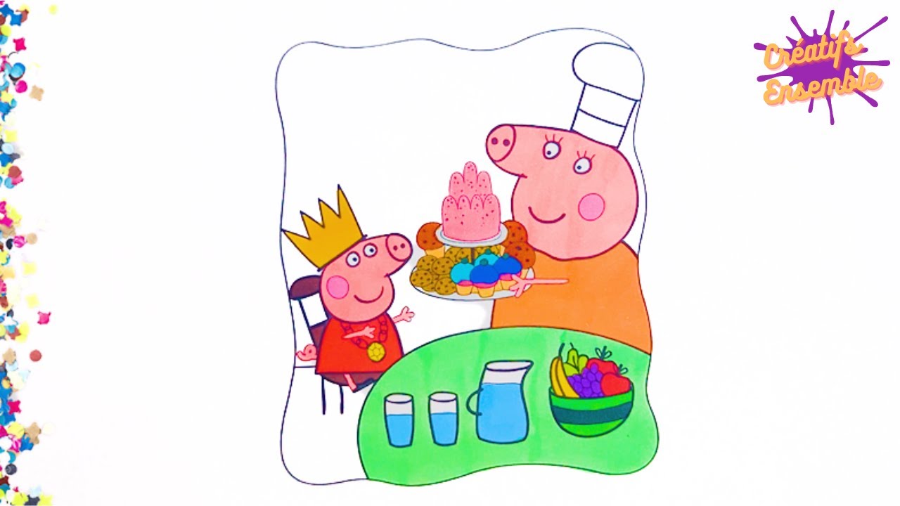 PEPPA PIG et MAMAN PIG 🎂 Coloriage en musique. - YouTube