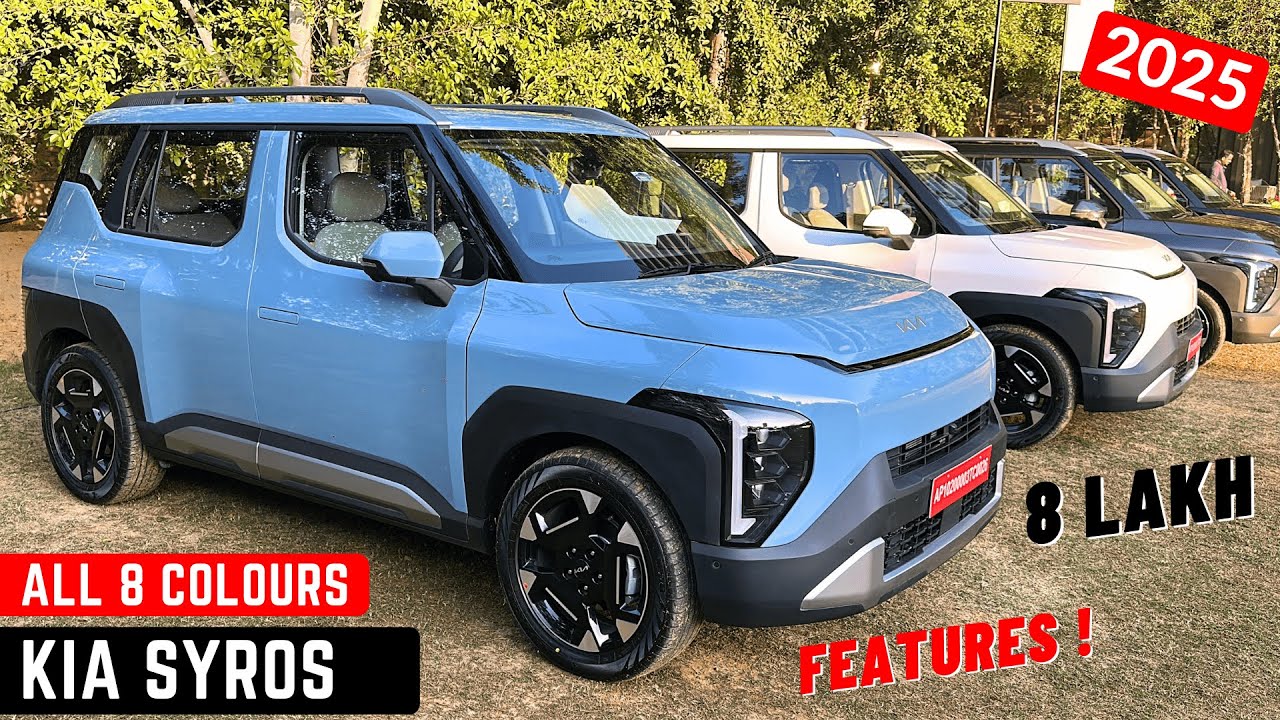 New Kia Syros 2025 SUV All 8 Colours - White, Black, Silver, Red, Grey ...