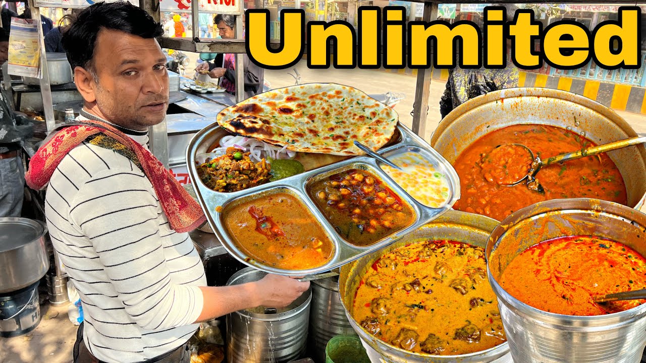 Unlimited सब्जी Thali in only 50/- ₹ Only । Gwalior street Food India ...