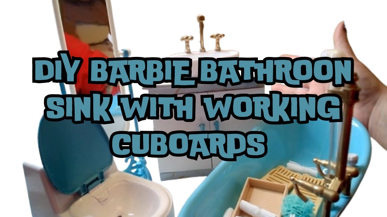 DIY Barbie Bathroom Sink With Working Cupboards - YouTube