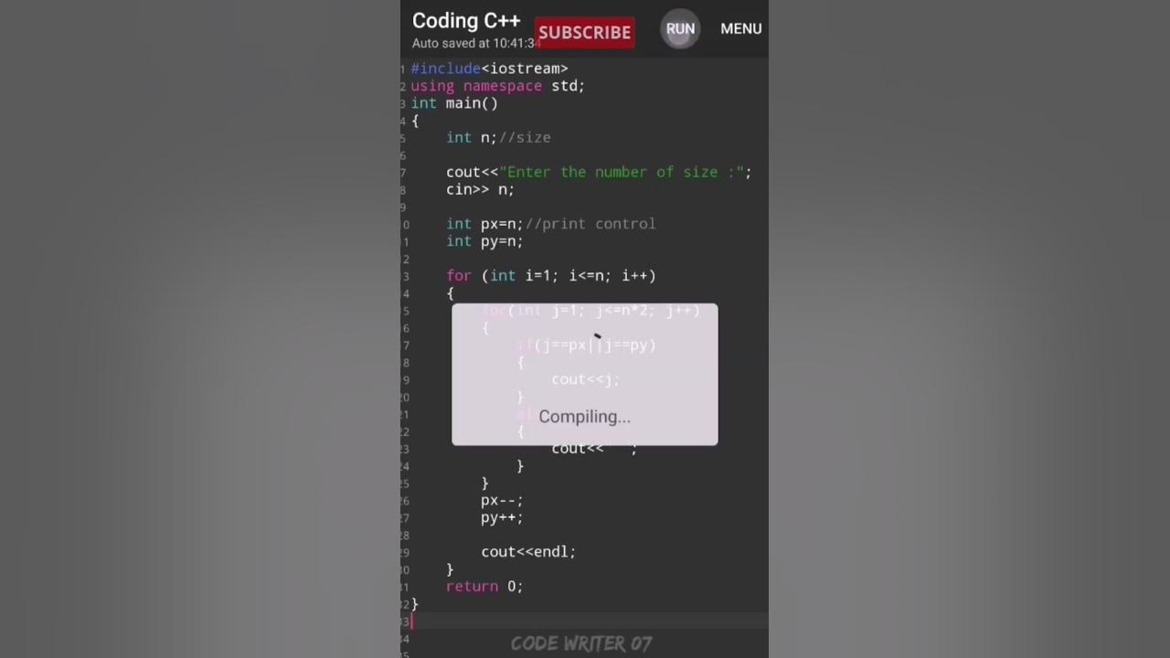 Best C Pattern Program Tutorial Video 💯🧠 Codewriter07 Coding
