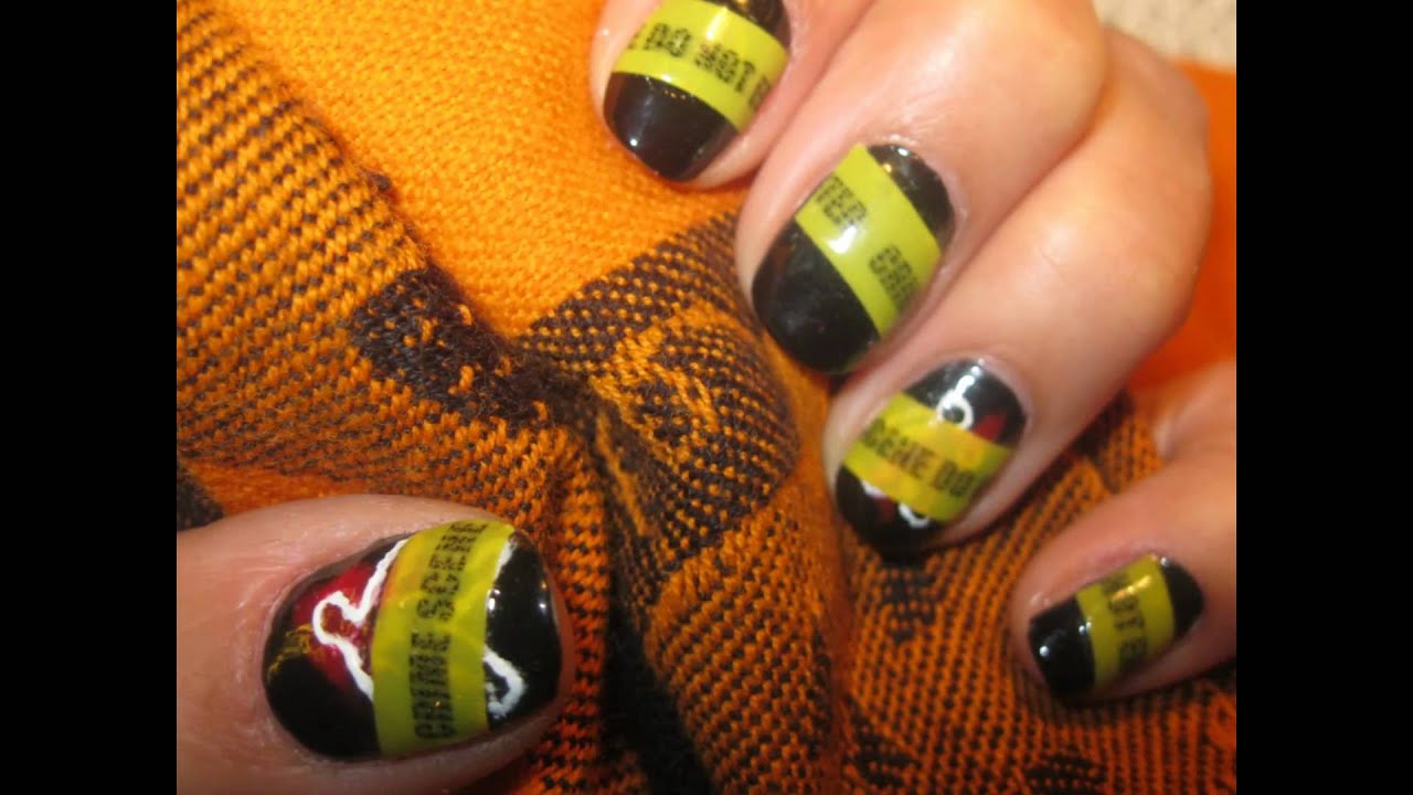 Halloween Crime Scene Nail Art by GettingNailed - YouTube