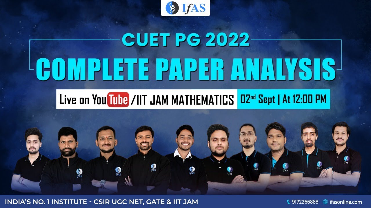 CUET PG Mathematics Paper Analysis 2022 | CUCET Exam | IFAS - YouTube