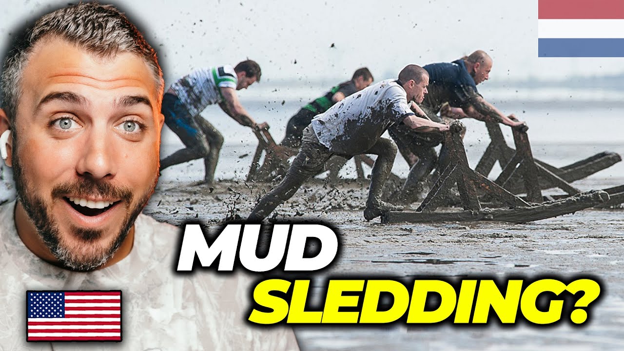 American Reacts to Dutch Mud Sledding Tradition 🇳🇱 Sliksleeën in ...