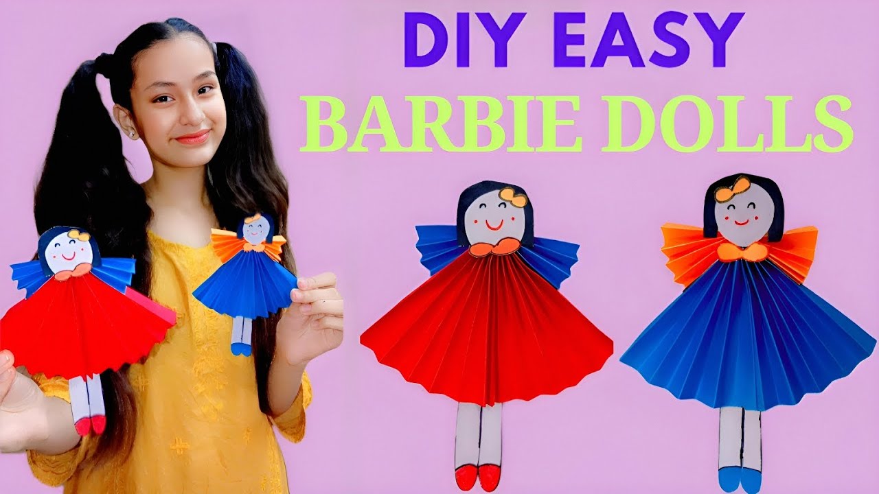 How to make paper doll/easy doll craft/DIY paper Barbie doll - YouTube