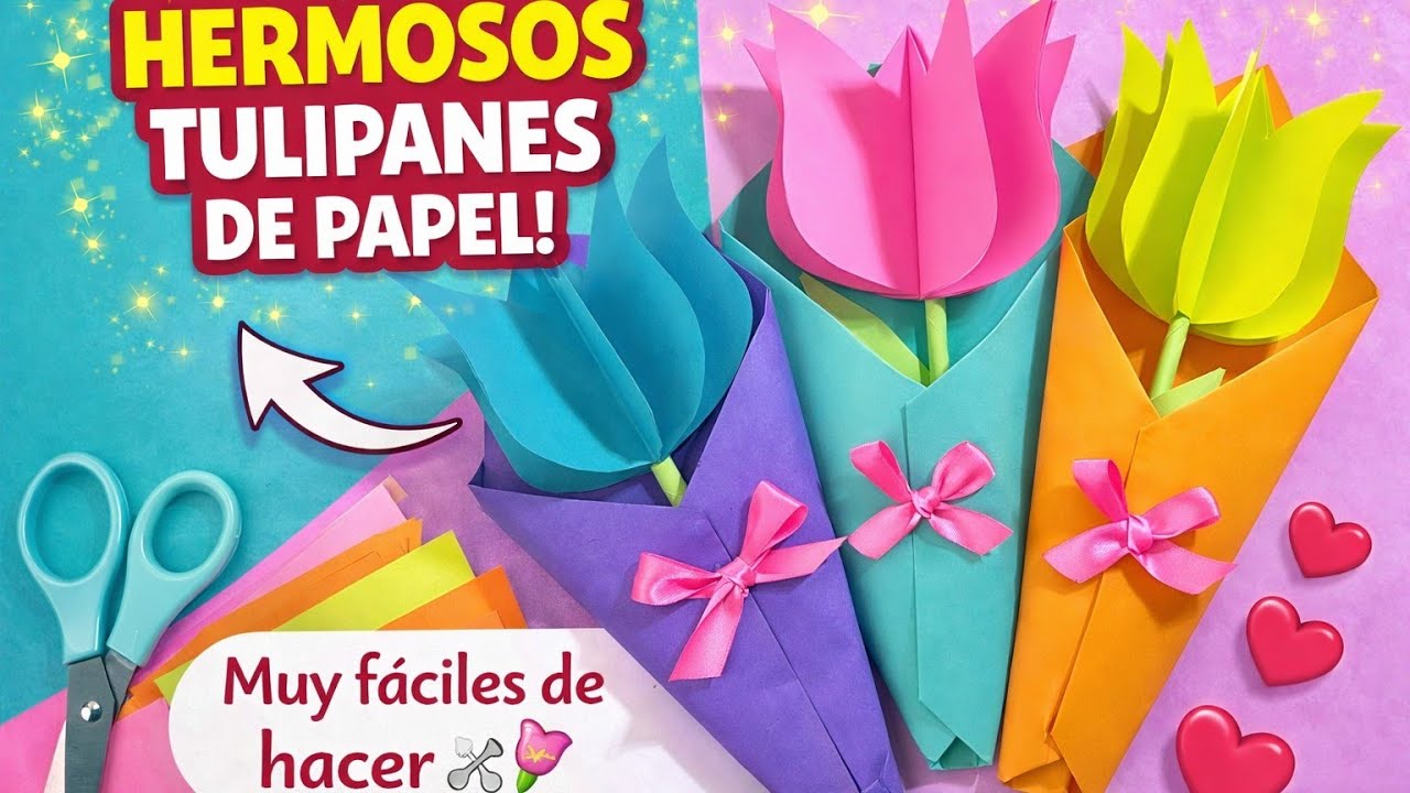 Tulipanes De Origami HOW TO MAKE ORIGAMI TULIPS Fun And Simple