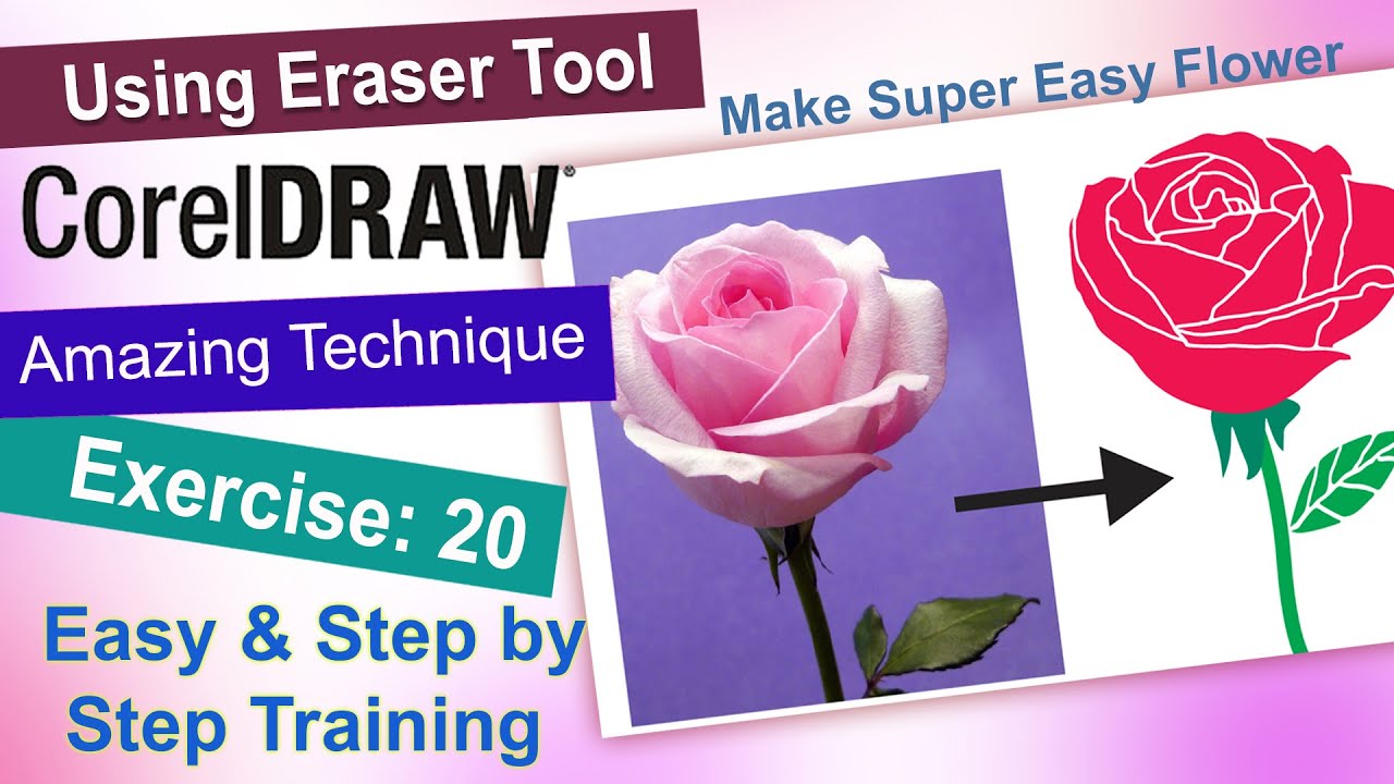 Make Flower Using Eraser Tool in Corel Draw Exercise No. 20 | YN Tutor ...