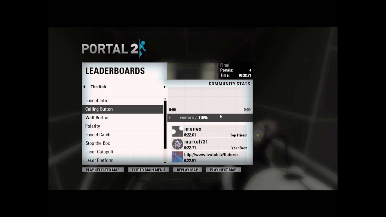 Portal 2 Ceiling Button 22.71 and Cube Momentum 13.45 (Rank 2) - YouTube
