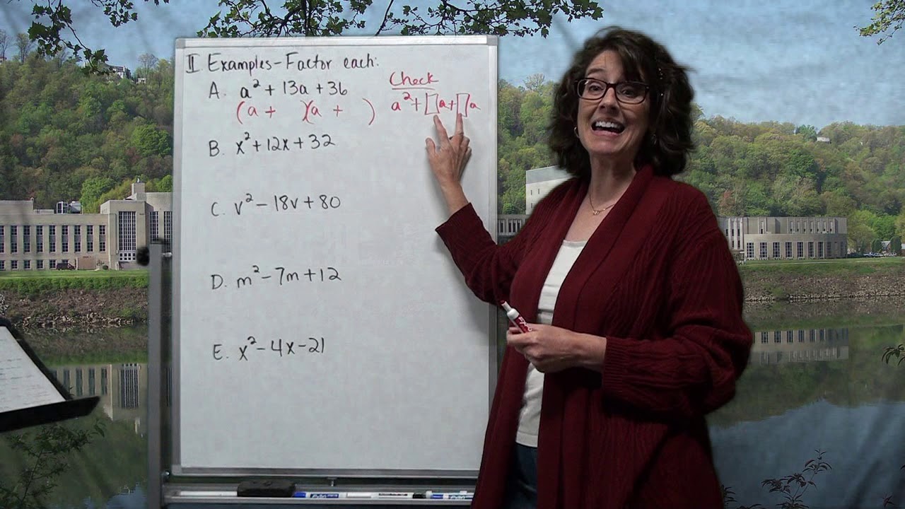 Factoring Trinomials Leading Coefficient is 1 - YouTube