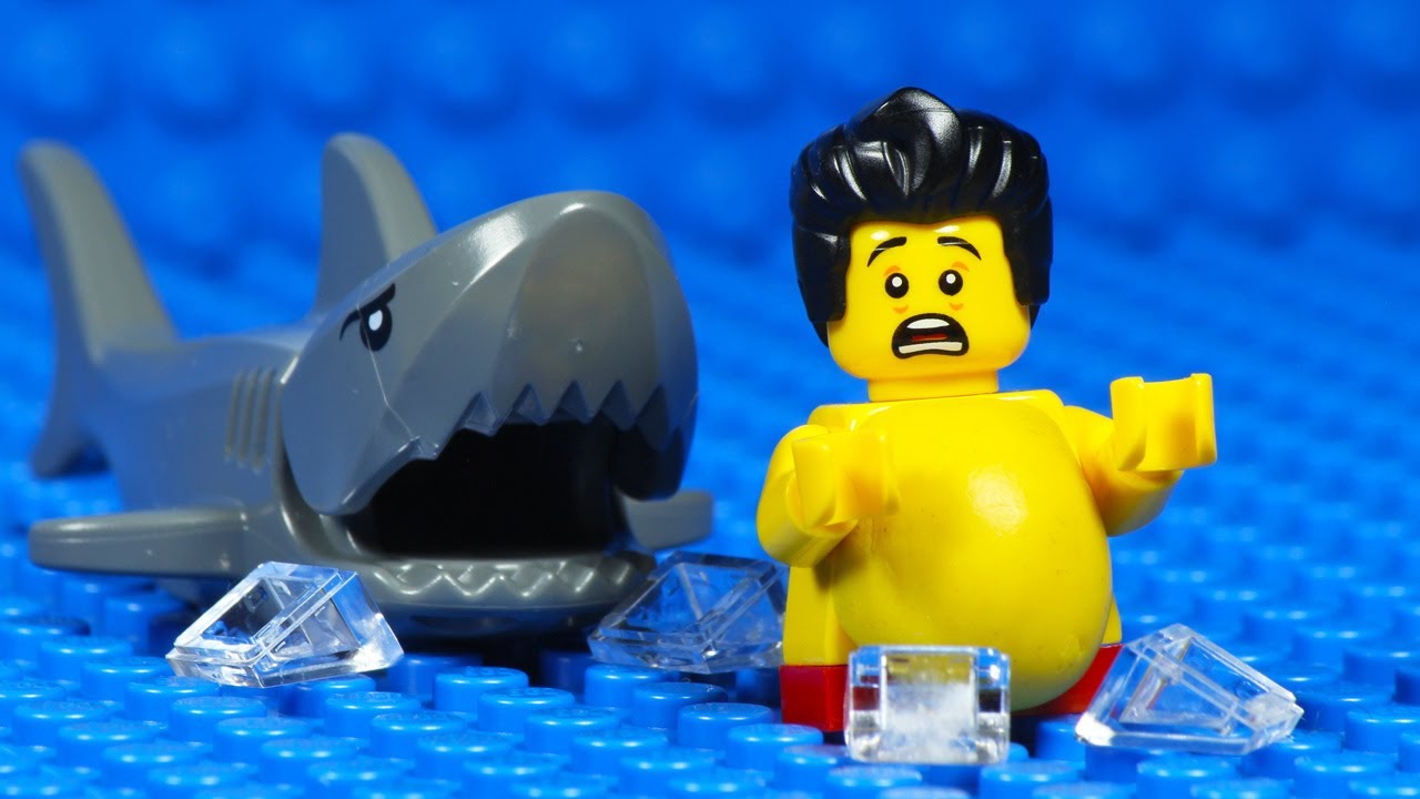 Lego Fat Man Shark Attack Body Building - Gym Fail - YouTube