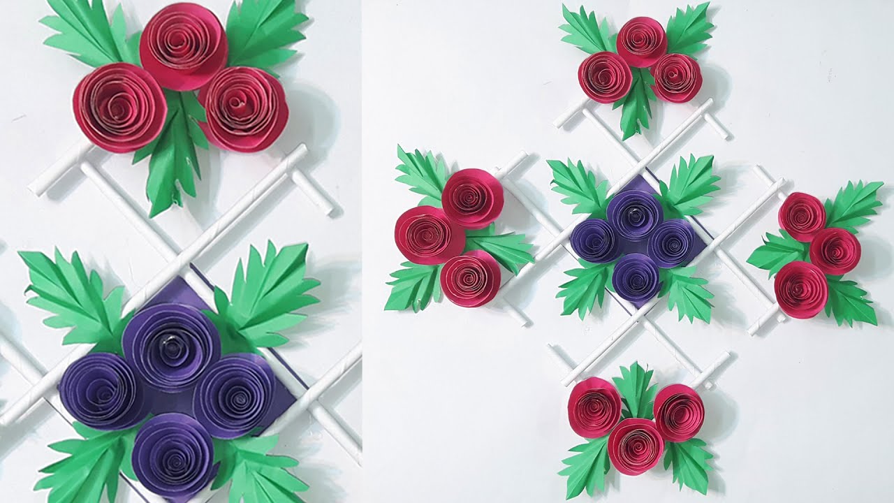 Paper Flowers Craft 🌺 Origami Flower Wall Art 🌼 Handmade Home Decor 🔷 ...