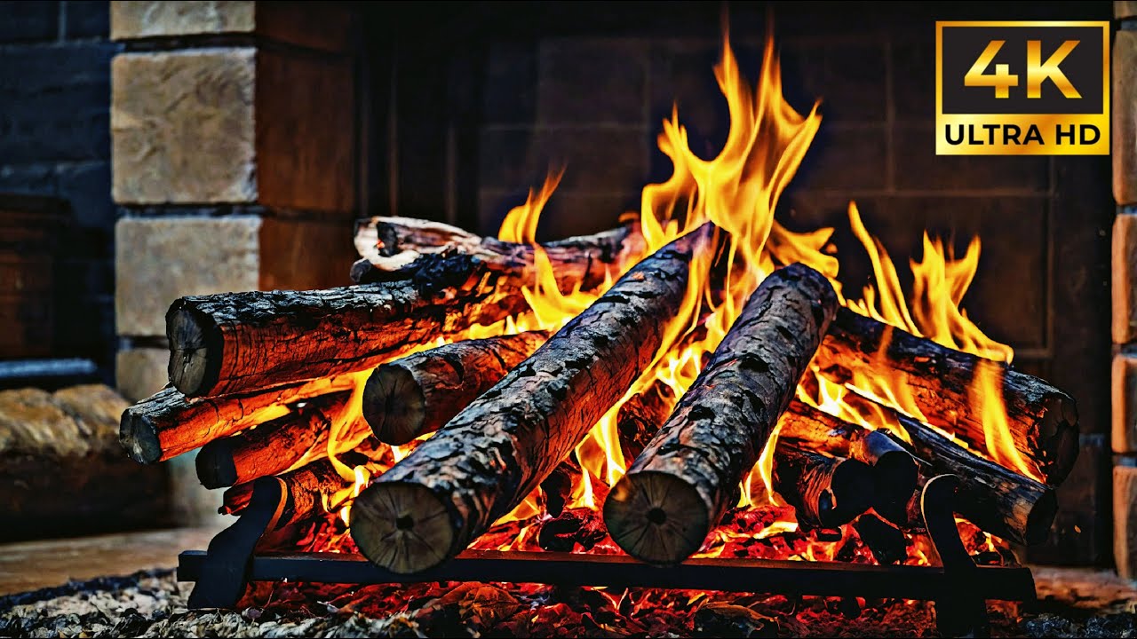 🔴LIVE Cozy Fireplace 4K (LIVE). Fireplace with Crackling Fire Sounds ...