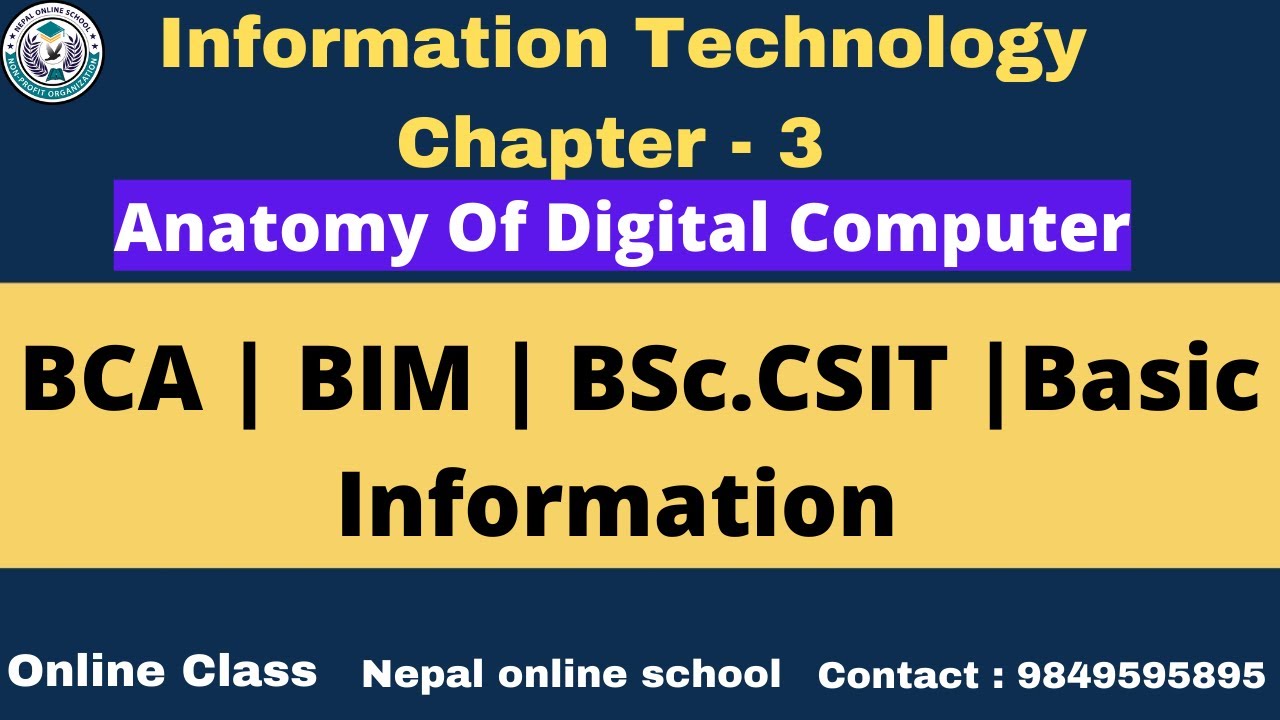 Information Technology | Chapter 3 |Anatomy Of Digital Computer ( BCA ...