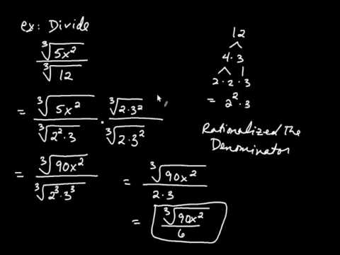 Dividing Radicals (especially Rationalizing the Denominator) - YouTube