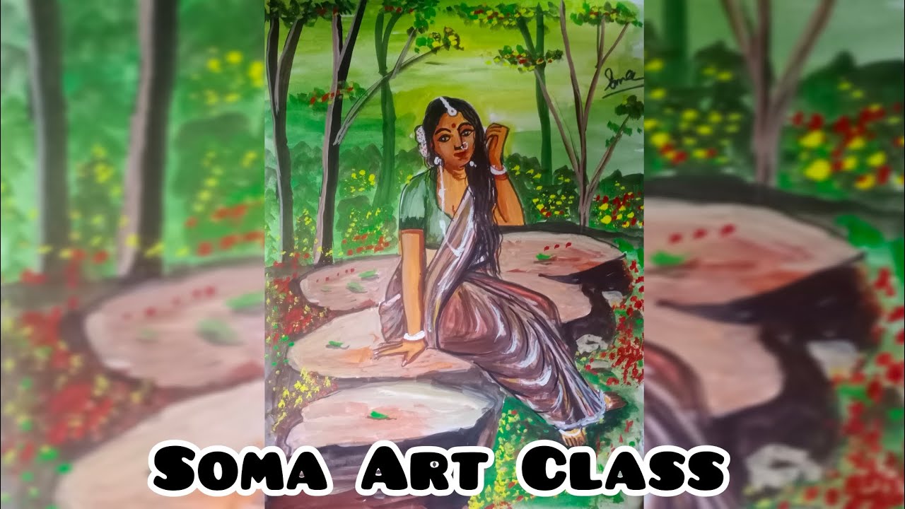 Painting | How to draw a lady | Watercolour | For beginners | Soma Art ...