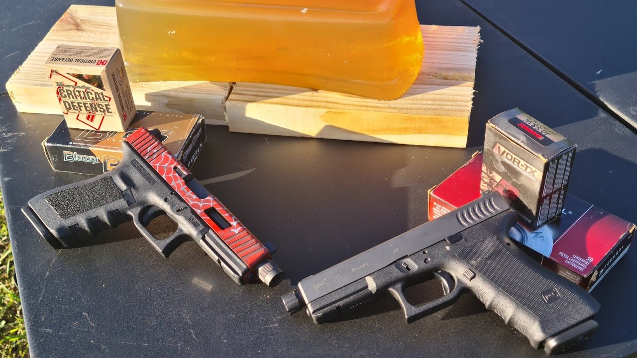 ¿Como Funcionan la balas Punta hueca o Hollow point ? .40 Vs .45 pistola gel balistico glock ...