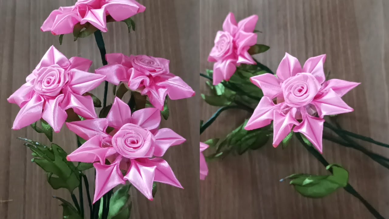 DIY || Bunga Mawar || Tutorial Membuat Bunga Mawar Dari Bahan Pita ...