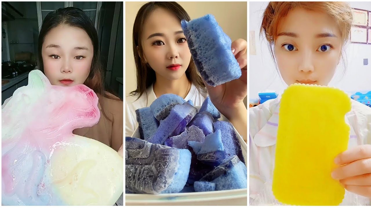 ASMR foam ice eating - YouTube