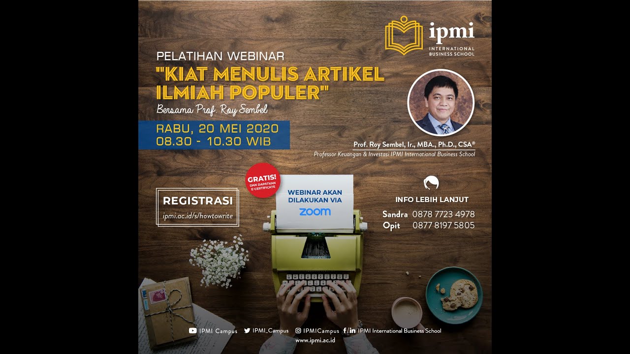 Webinar Training How to Write the Popular Article? with Prof Roy Sembel ...