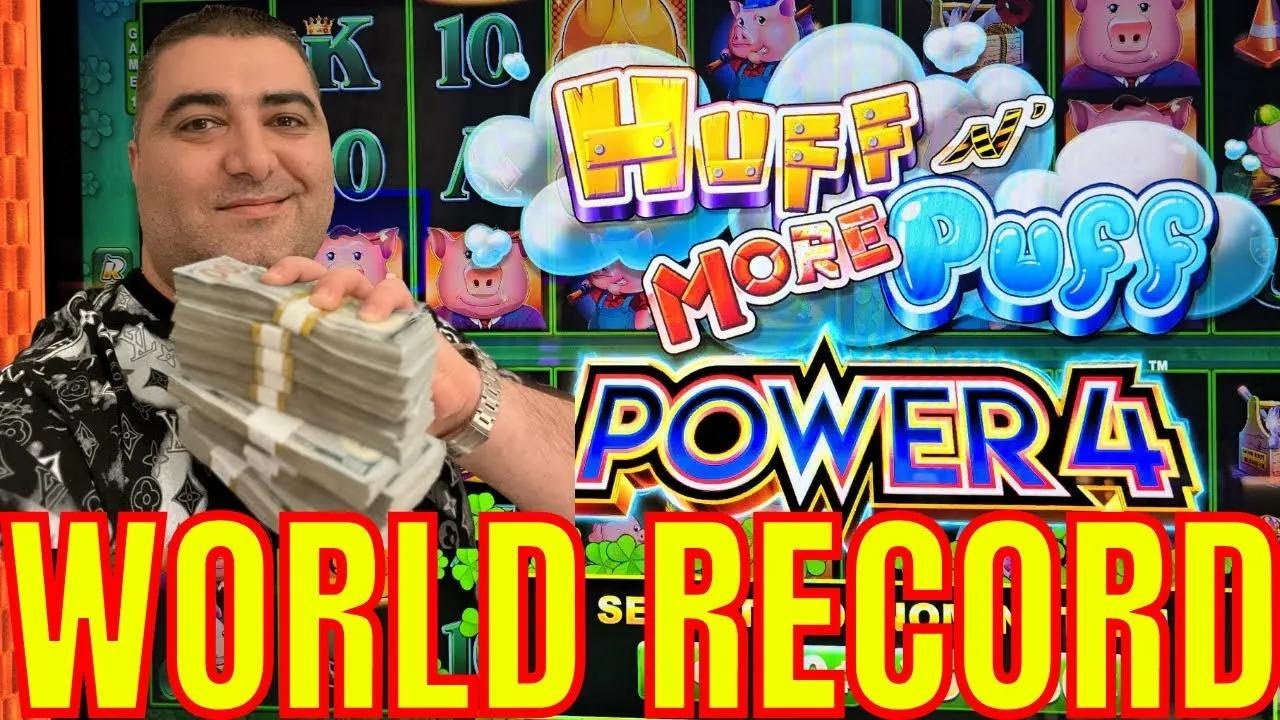 World RECORD BREAKING JACKPOT On HUFF N MORE PUFF POWER 4 Slot - YouTube
