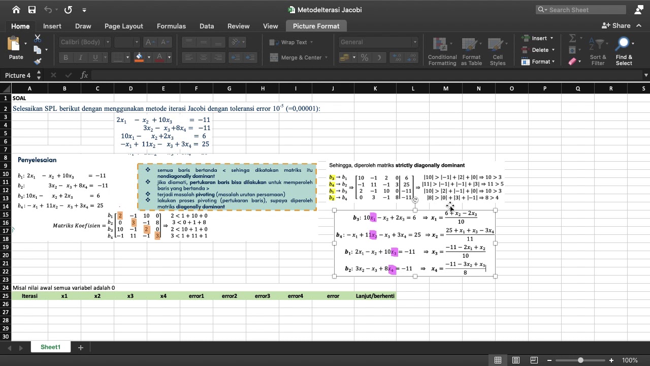 Video Tutorial Excel Metode Iterasi Jacobi Youtube