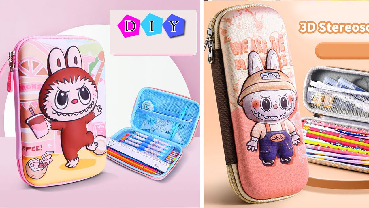 DIY Stationery /DIY cute labubu pencil box/ Labubu pencil case/School ...