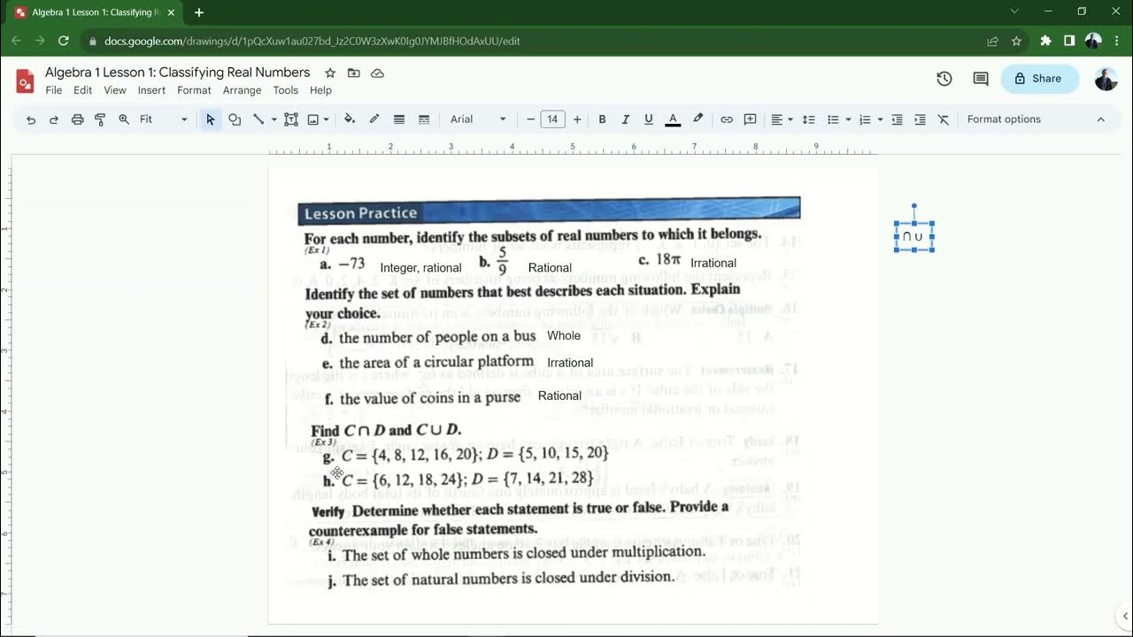 Saxon Algebra 1 Lesson 1 Video 3: Classifying Real Numbers (Practice Problems) - YouTube